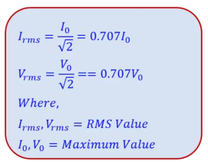 RMS Value of Alternating Current (AC) | Irms & Vrms Formula